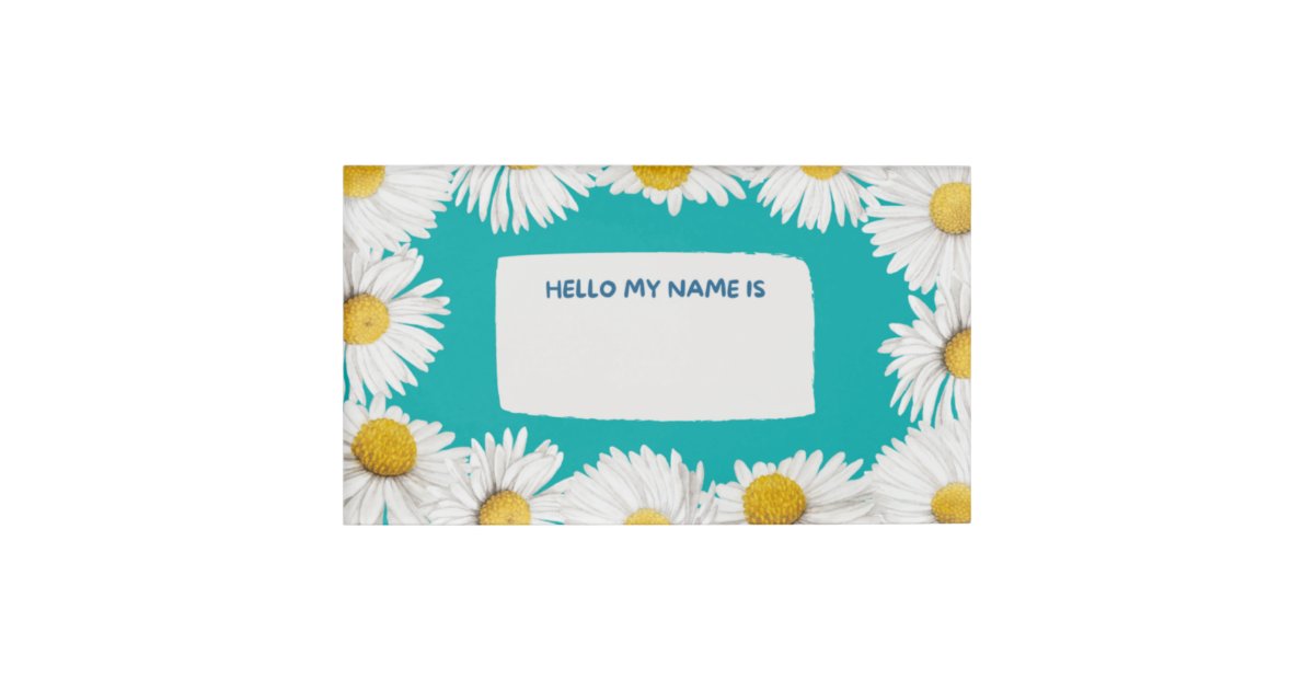 Teal Daisy Name Tag | Zazzle