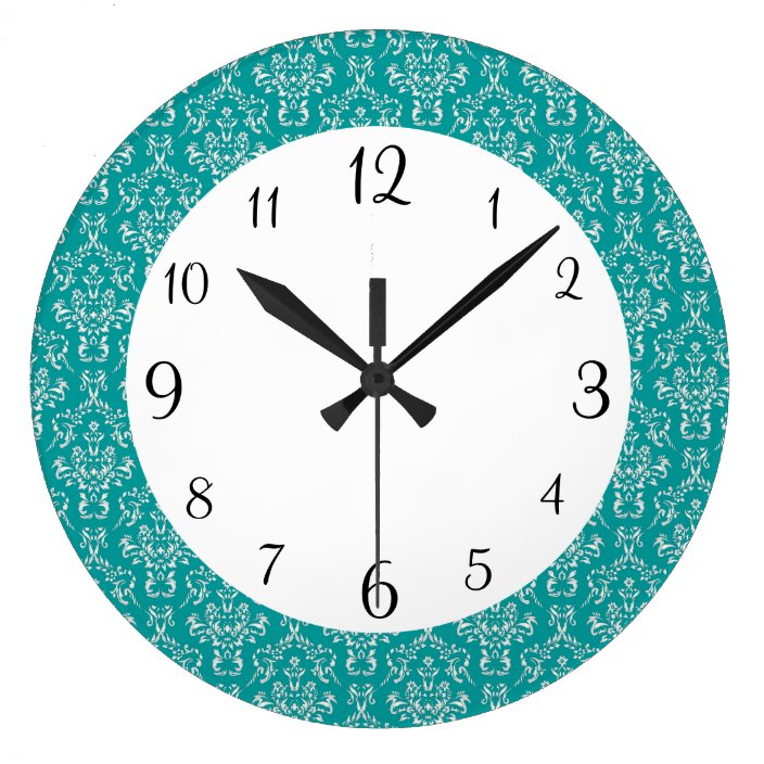 Teal Damask Clock | Zazzle.com