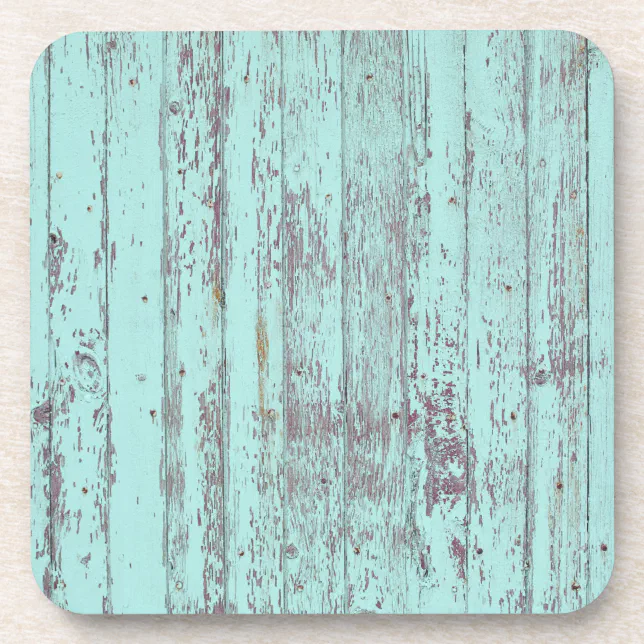 Teal Distressed Rustic Wood Beverage Coaster | Zazzle