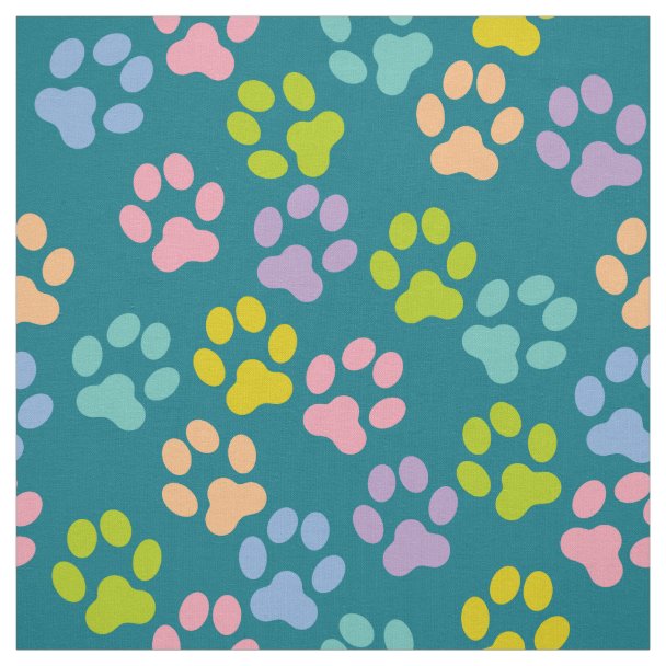 Dog Paw Print Pattern | Orange Fabric | Zazzle