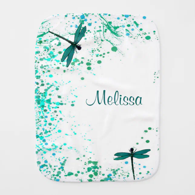 Teal Dragonfly Burp Cloth | Zazzle