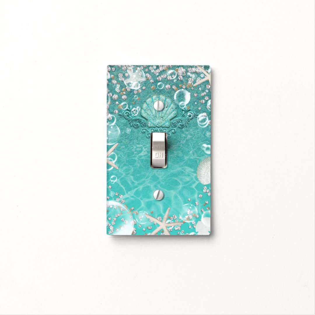 Teal Enchanted Sea Starfish & Bubbles Ocean Beach Light Switch Cover ...