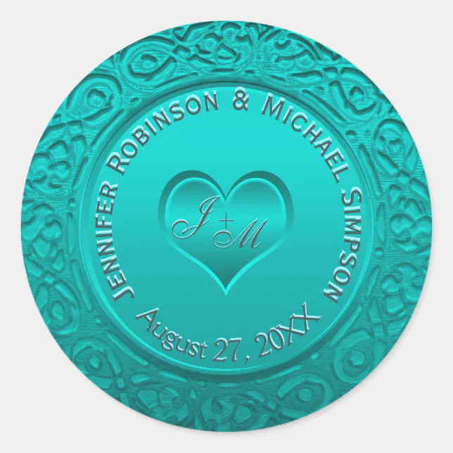 Teal Faux Foil Classic Round Sticker | Zazzle