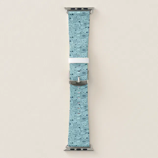 Teal Fish Pattern Apple Watch Band | Zazzle