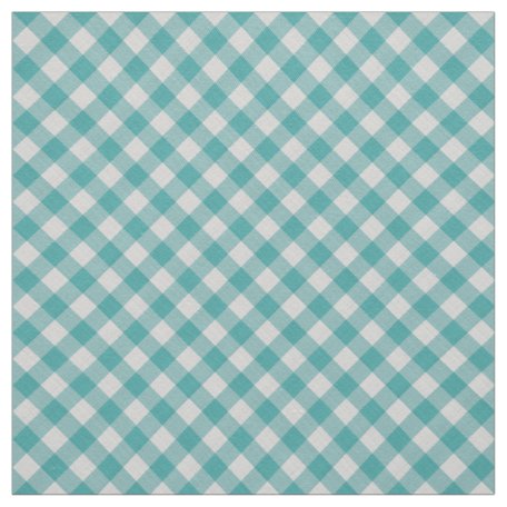 Large Teal Gingham Checks Pattern Geometric Fabric | Zazzle