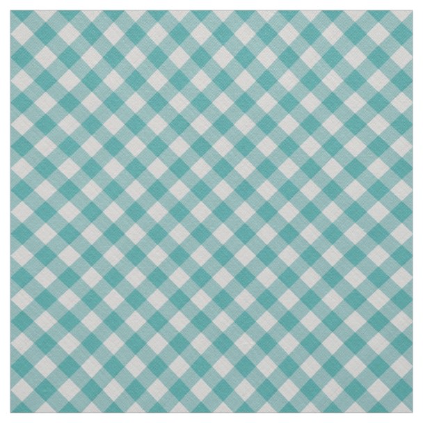 Large Teal Gingham Checks Pattern Geometric Fabric | Zazzle