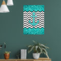 Teal glitter anchor and chevron poster | Zazzle
