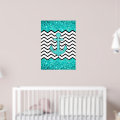Teal glitter anchor and chevron poster | Zazzle