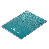 Teal Glitter and Ombre Personalized Notebook | Zazzle