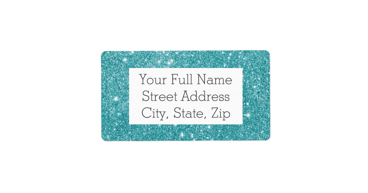 Teal Glitter Sparkles Label | Zazzle