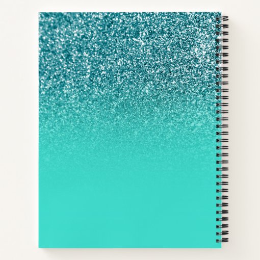 Teal Glitter Turquoise Ombre Personalized Drawing Notebook | Zazzle