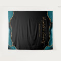 Teal Gold Agate Border Dark Wedding Photo Booth Tapestry | Zazzle
