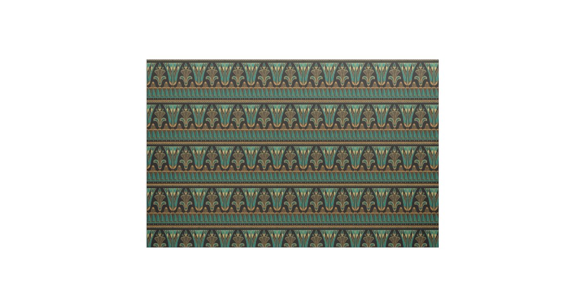 Teal Gold and Black Art Deco Fabric | Zazzle