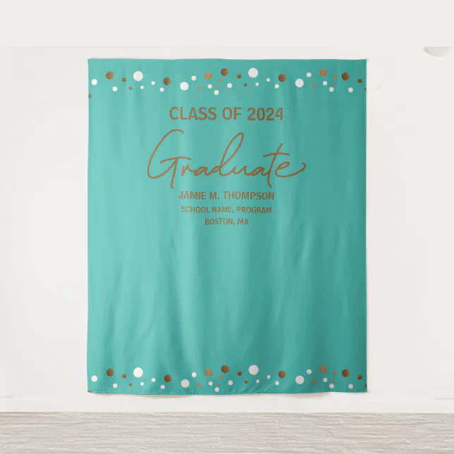 Teal Gold Class of 2024 backdrop graduation | Zazzle
