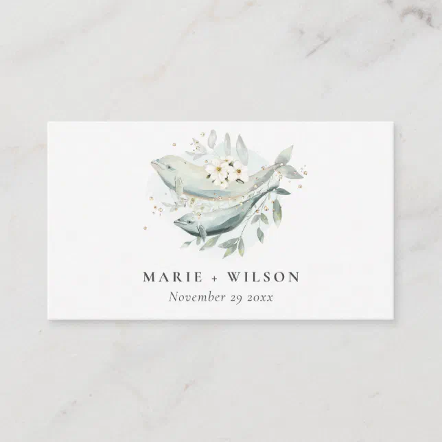 Teal Gold Underwater Floral Fish Wedding Website Enclosure Card | Zazzle