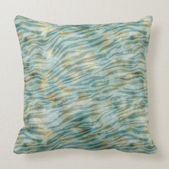 Teal Gold Zebra Print Throw Pillow | Zazzle.com