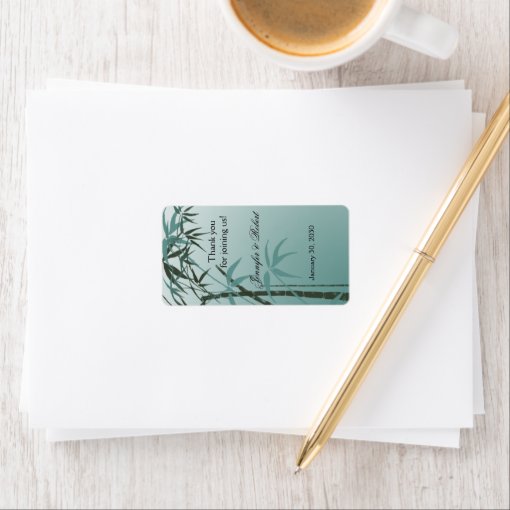 Teal Gradient Natural Bamboo Wedding Lip Balm Labe Label | Zazzle