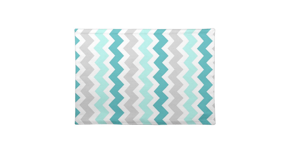 Teal Gray Chevron Pattern Place mats | Zazzle