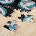 Teal gray girls I love volleyball personalized Jigsaw Puzzle | Zazzle