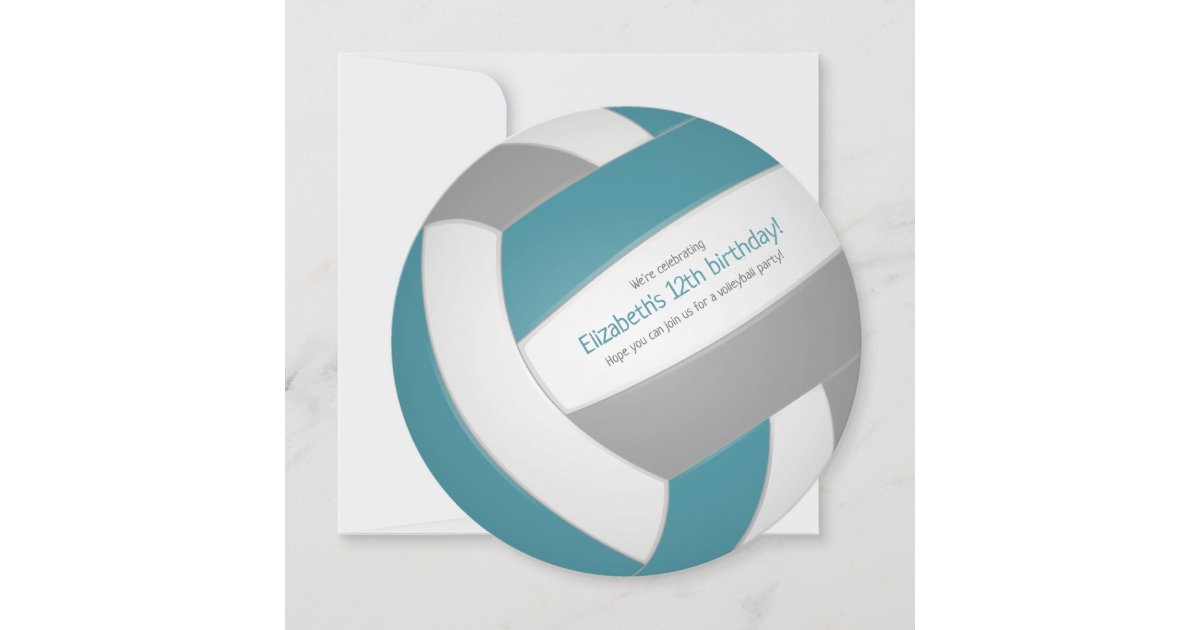 Teal gray kids teens volleyball celebration announcement | Zazzle