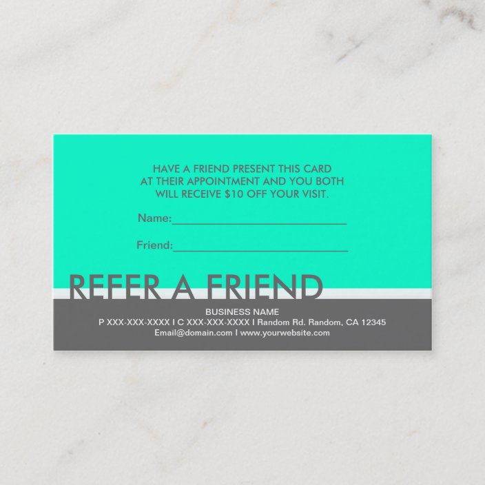 Teal gray simple refer a friend cards | Zazzle.com