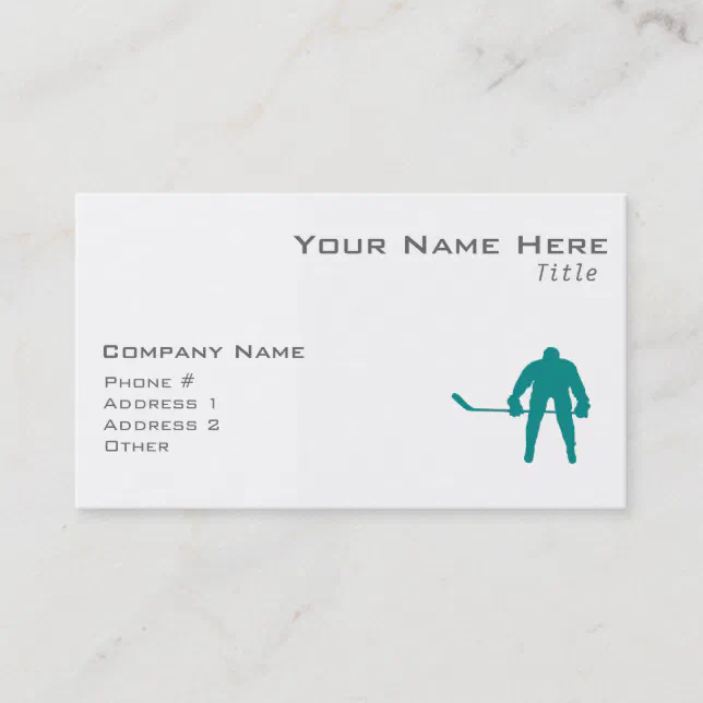 Teal Green Hockey Business Card | Zazzle