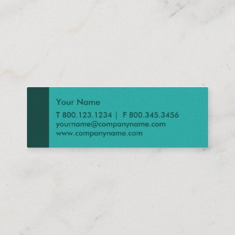 Teal Green Modern Mini Business Card | Zazzle