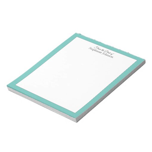 Teal Green Monogram From the Desk of Template Notepad | Zazzle