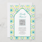 Teal Green Persian Mosaic QR Code Muslim Wedding Invitation | Zazzle