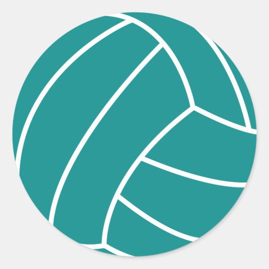 Teal Green Volleyball Classic Round Sticker | Zazzle.com