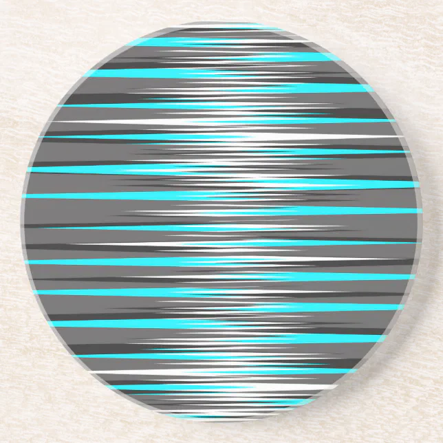 Teal, Grey, White, & Black Stripes Coaster | Zazzle