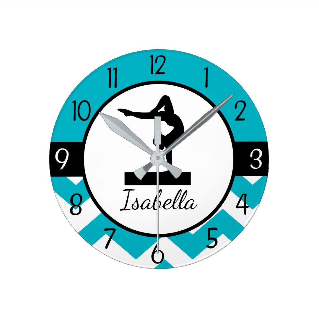 Teal Gymnastics Wall Clock | Zazzle