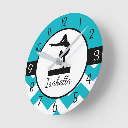 Teal Gymnastics Wall Clock | Zazzle