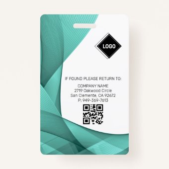 Teal | Hospital Medical Employee Photo ID Badge | Zazzle