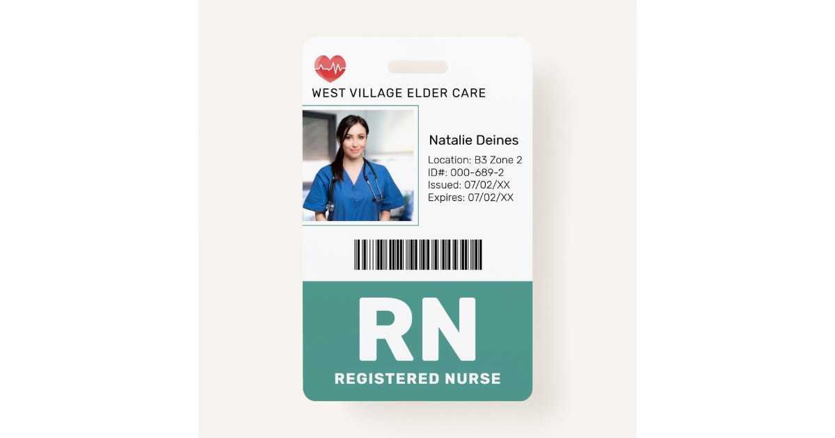Teal | Hospital Medical Employee Photo ID Badge | Zazzle.com