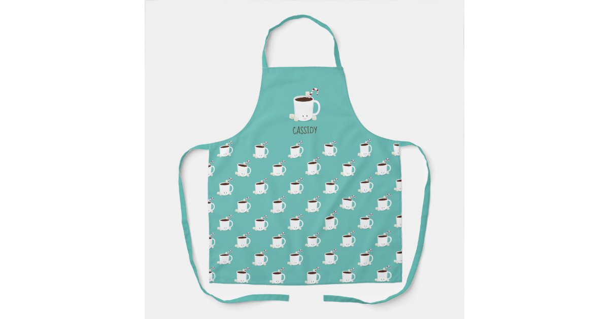 Teal Hot Chocolate Hot Cocoa Name Apron | Zazzle