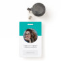 Teal ID Card | Modern Corporate Photo Name Logo QR Badge | Zazzle