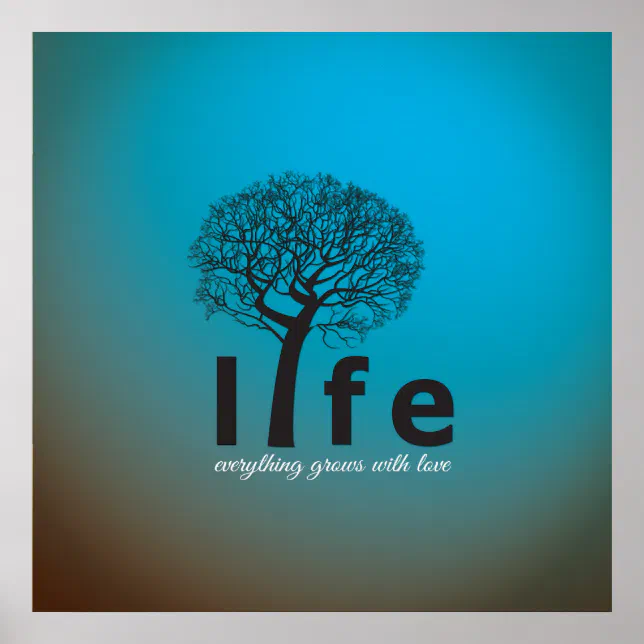 Teal Inspirational Life Tree Quote Poster | Zazzle