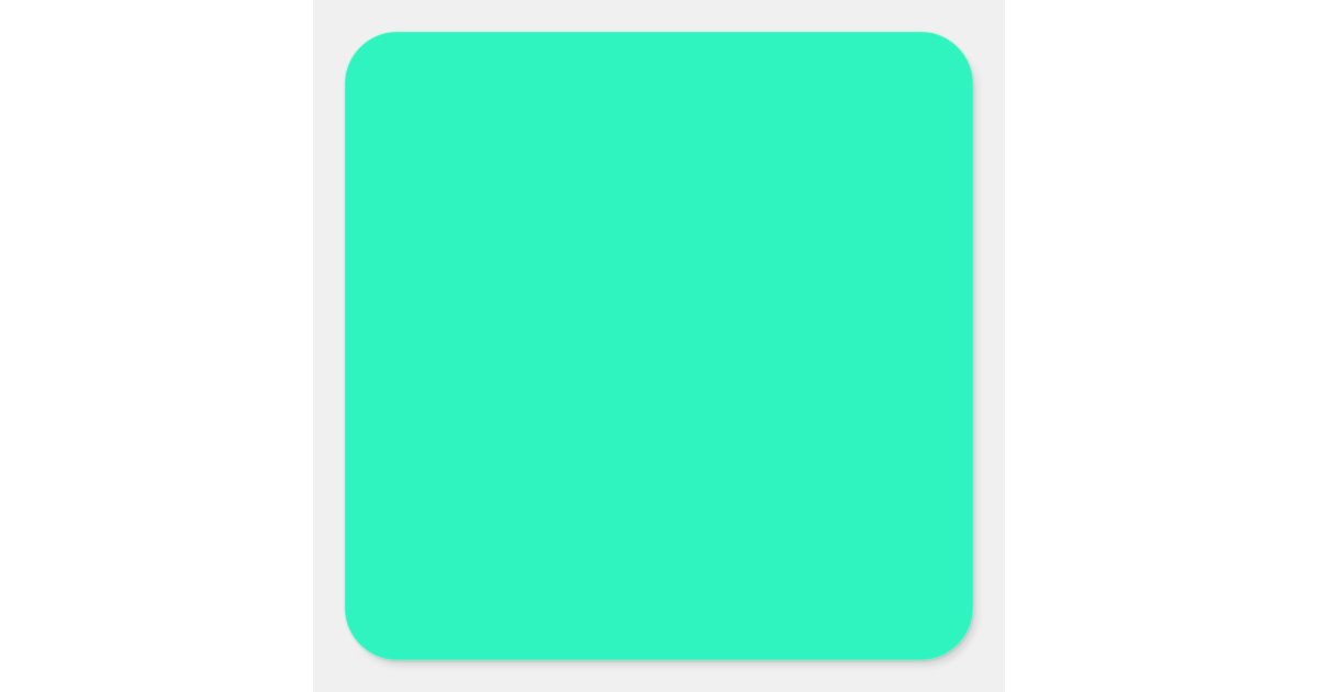 Teal ( light bluish green) square sticker | Zazzle.com