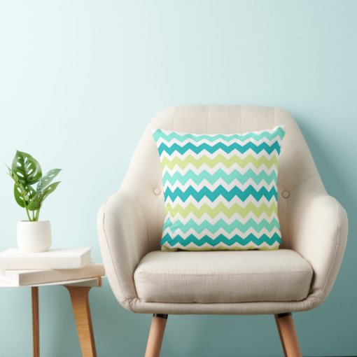 Teal Lime Chevron Decorative Pillow | Zazzle