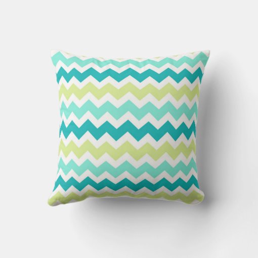 Teal Lime Chevron Decorative Pillow | Zazzle