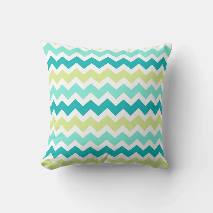 Teal Lime Chevron Decorative Pillow | Zazzle