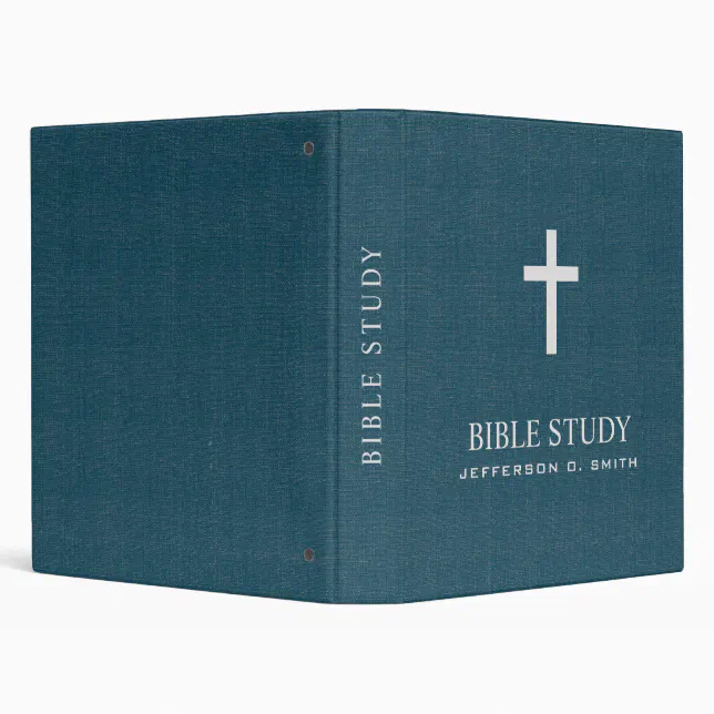 Teal Linen Look Holy cross BIBLE STUDY 3 Ring Binder | Zazzle