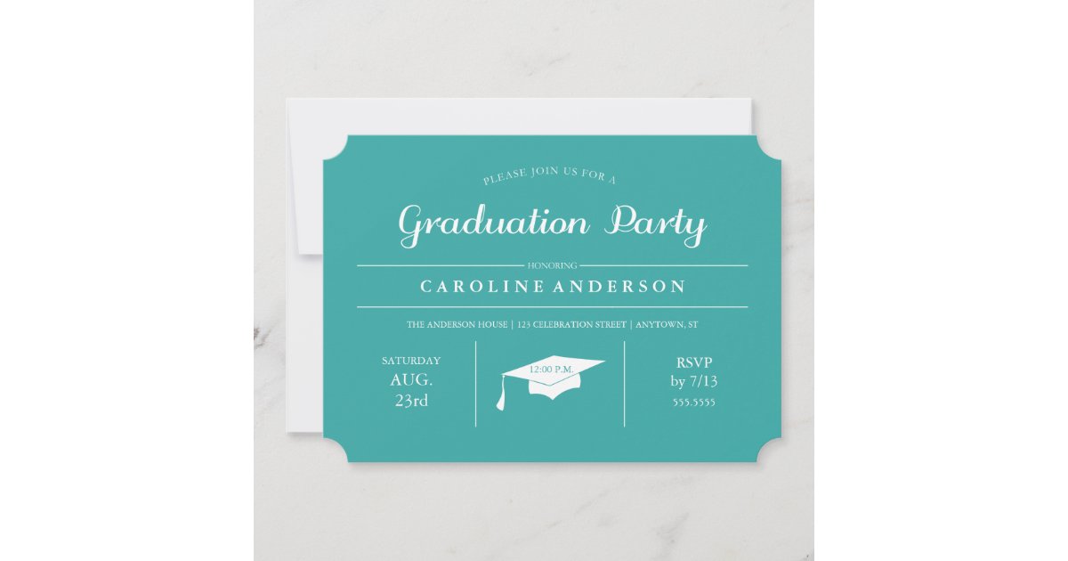 Teal Modern Chic Graduation Invitation | Zazzle