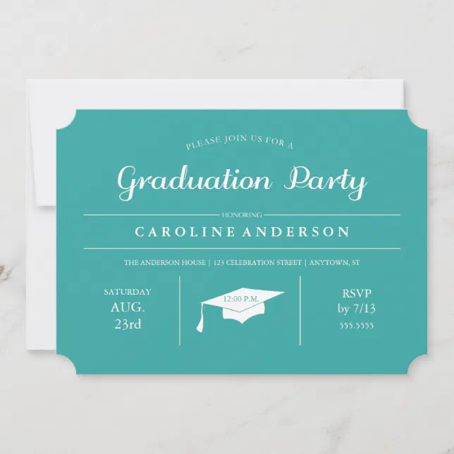 Teal Modern Chic Graduation Invitation | Zazzle