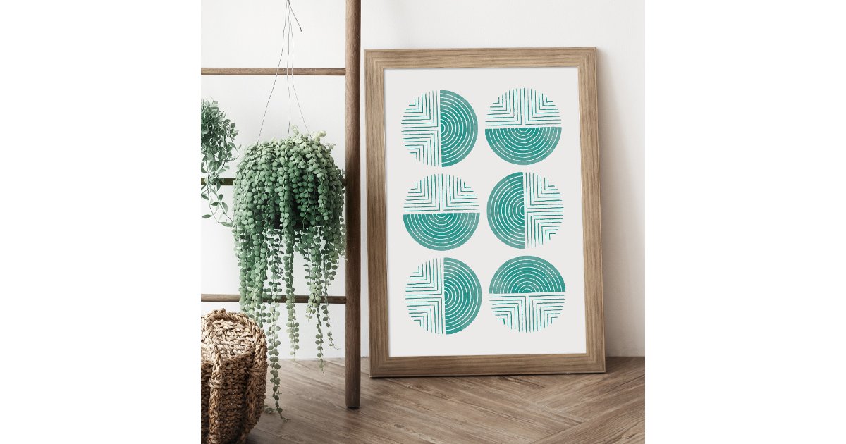 Teal Modern Circle Geometric Art Print Poster | Zazzle