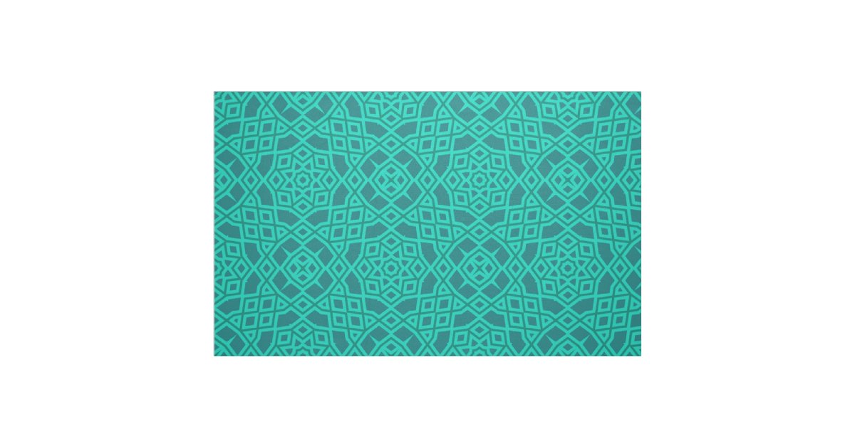 Teal Modern Mosaic Geometric Pattern Fabric | Zazzle