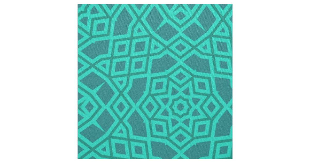 Teal Modern Mosaic Geometric Pattern Fabric | Zazzle