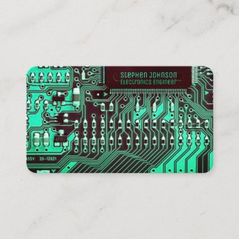 Teal Modern Printed Circuit Board Custom QR Code Business Card | Zazzle