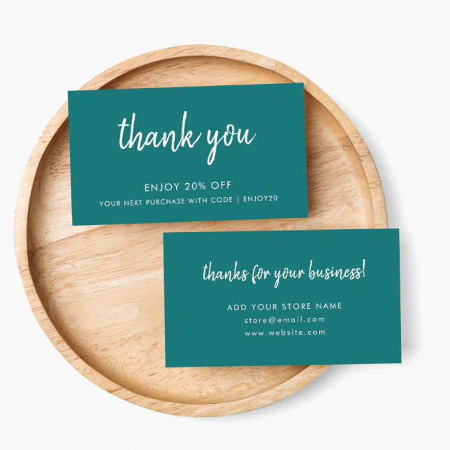 Teal Modern | Thank You Minimalist Green Stylish Discount Card | Zazzle
